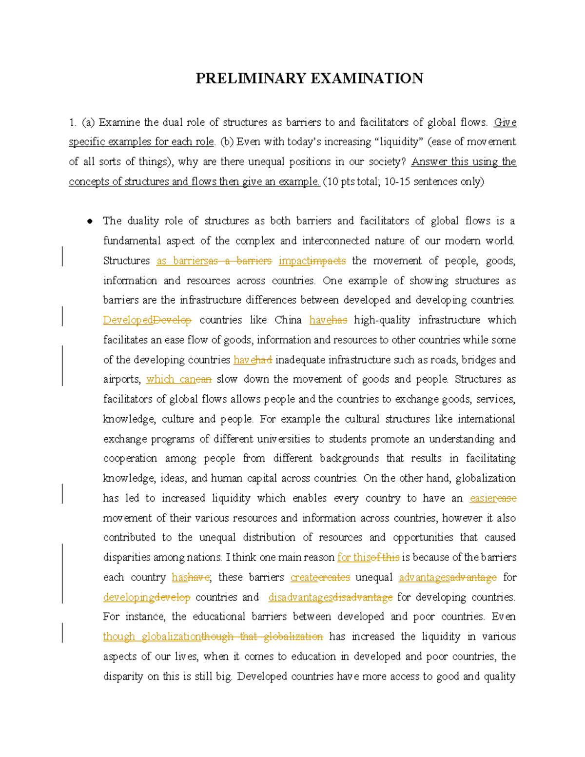 SOCS103 Preliminary Examination - PRELIMINARY EXAMINATION (a) Examine ...