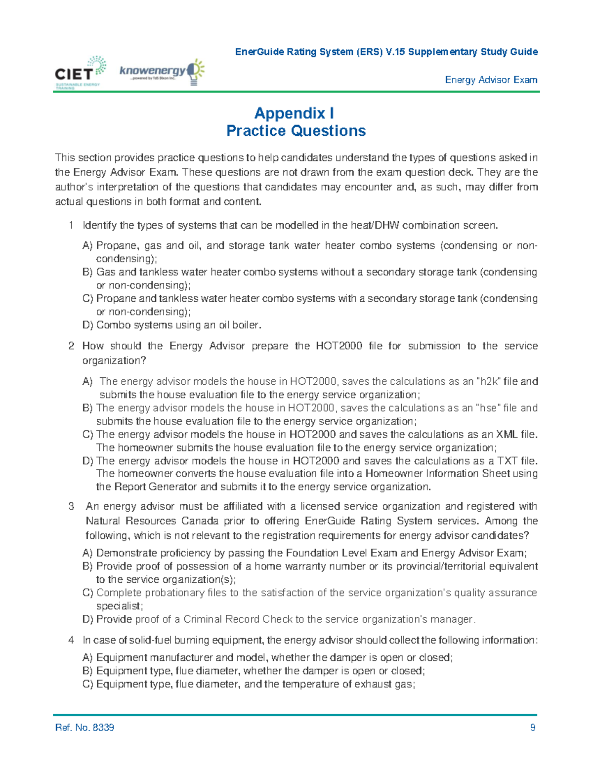 8339 Energy Advisor Exam Study Guide 180420a - Energy Advisor Exam ...