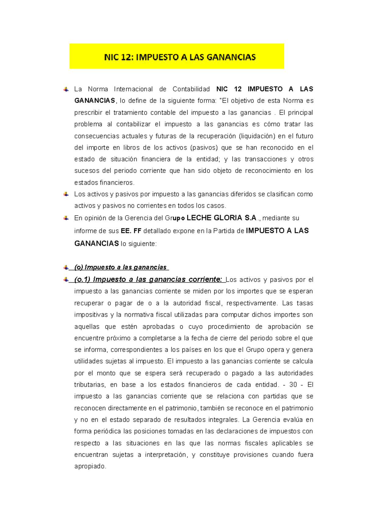 NIC 12 Leche Gloria S.A. - La Norma Internacional de Contabilidad NIC ...