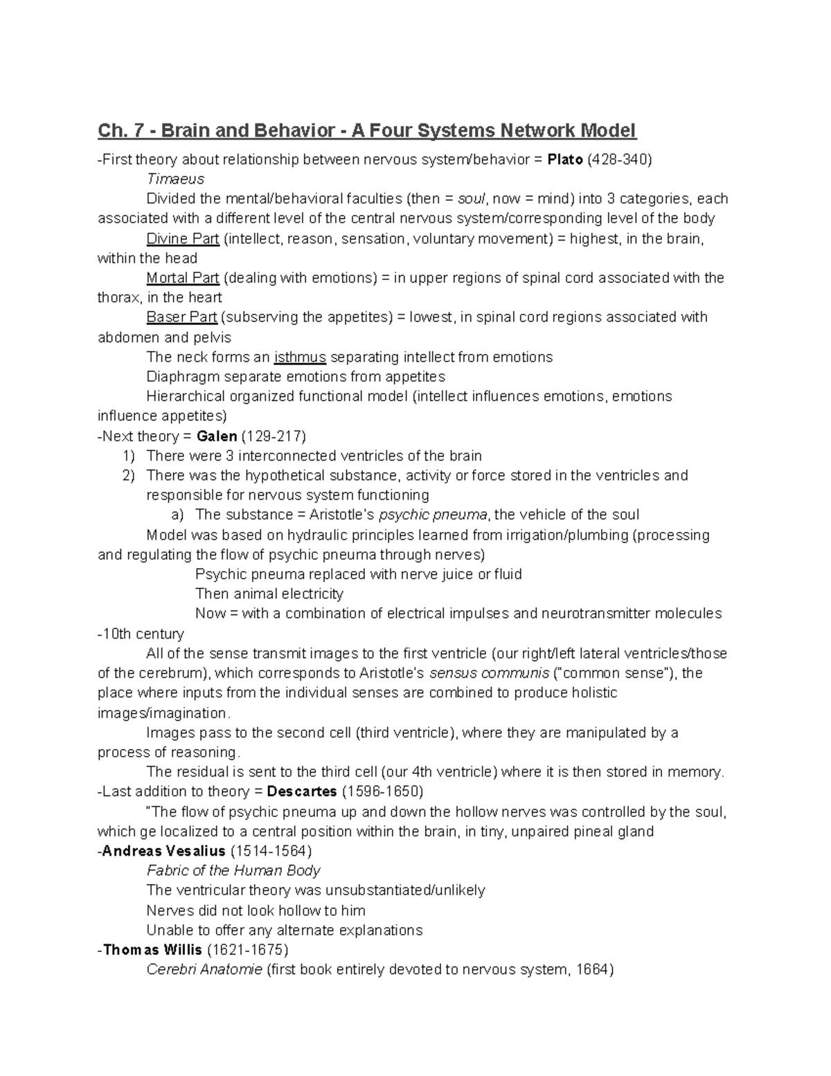 BISC 424 Q4 - BISC 424 Q4 - Ch. 7 - Brain and Behavior - A Four Systems ...