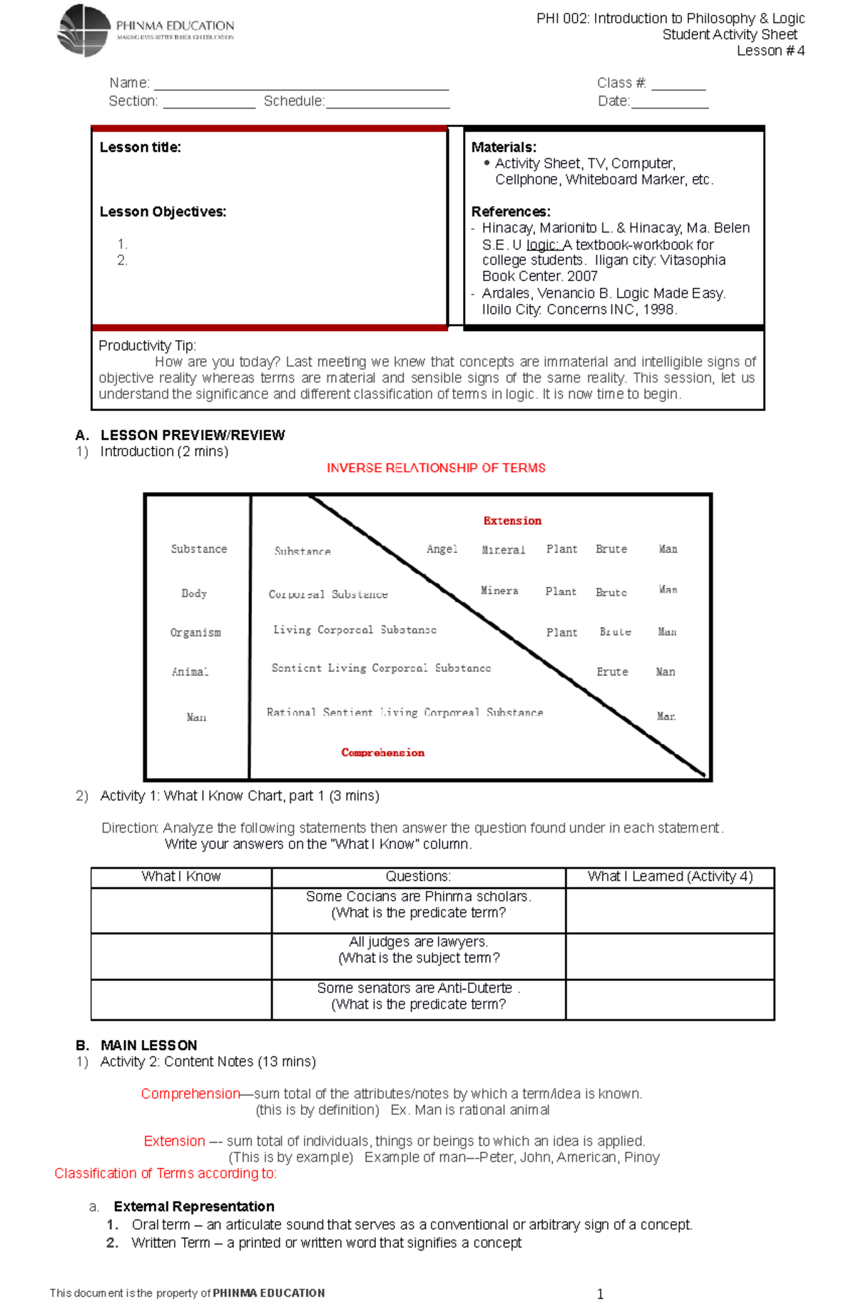 Lesson 4 Logic SAS - This will serve as guide to students who are ...