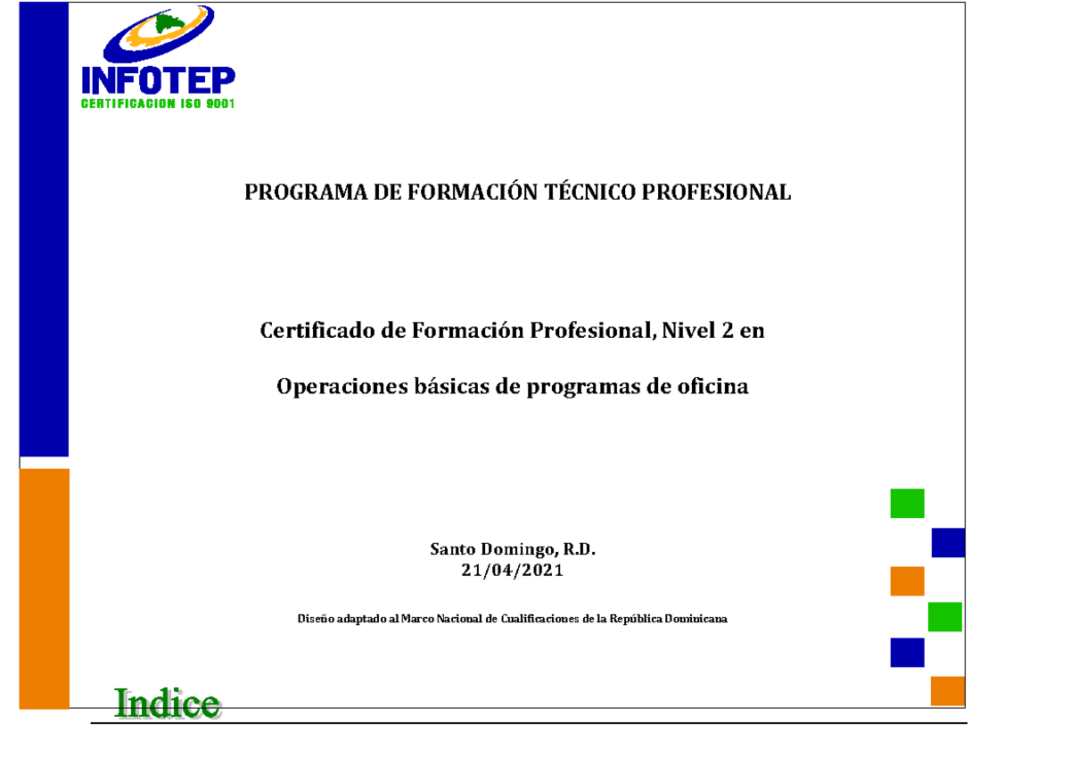 Programa de Clases - FHYR - Certificado de FormaciÛn Profesional, Nivel ...