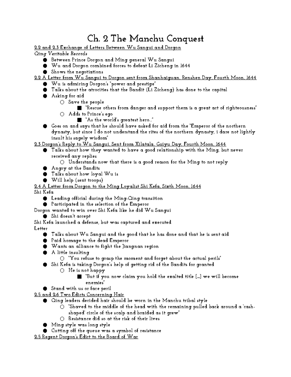 Ch. 2 The Manchu Conquest - Ch. 2 The Manchu Conquest 2 and 2 Exchange ...