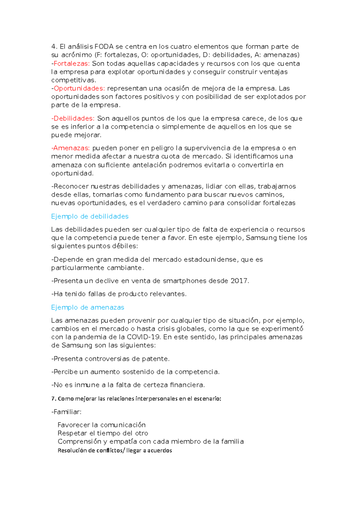 Tarea J - El análisis FODA se centra en los cuatro elementos que forman ...