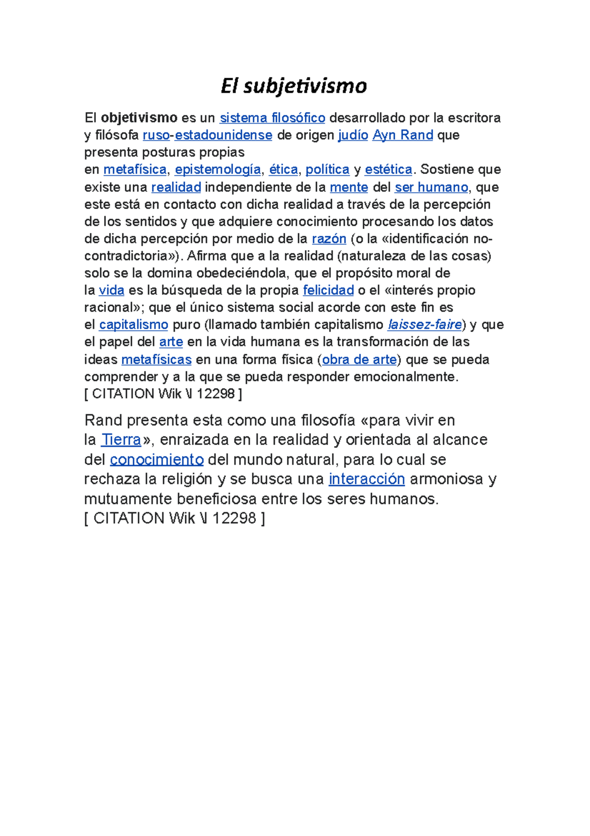 El subjetivismo Barberan Leonardo 3A - El subjetivismo El objetivismo ...