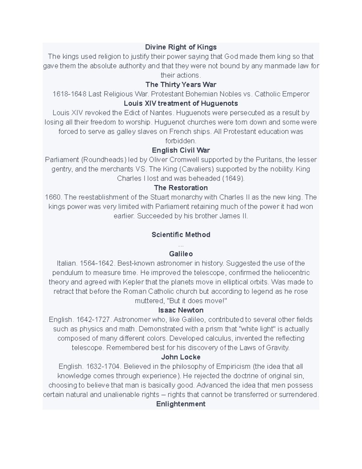 Early U.S History untill the Cold war- important terms - Divine Right ...