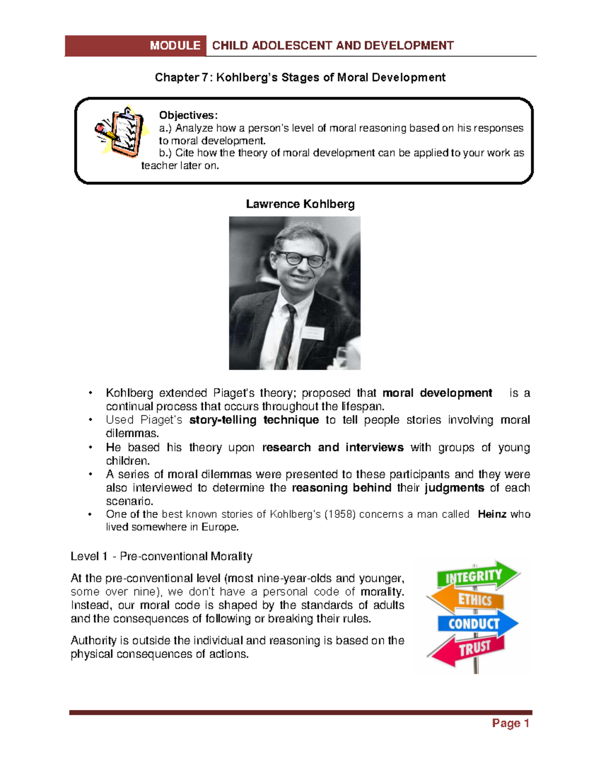 Chapter 7- Kohlberg’s Stages of Moral Development - MODULE CHILD ...