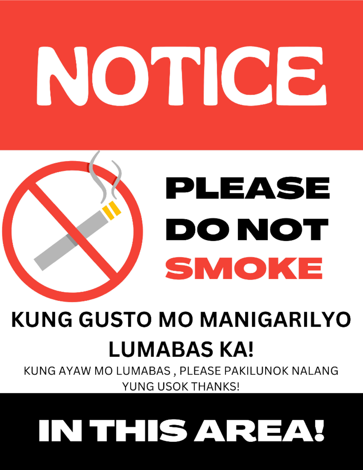 Do Not Smoke Sign Poster - Araling Panlipunana - NOTICE X PLEASE DO NOT ...
