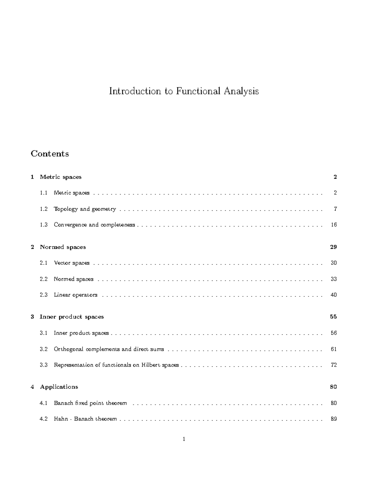 Functional analysis notes part1 - Introduction to Functional Analysis 1 ...