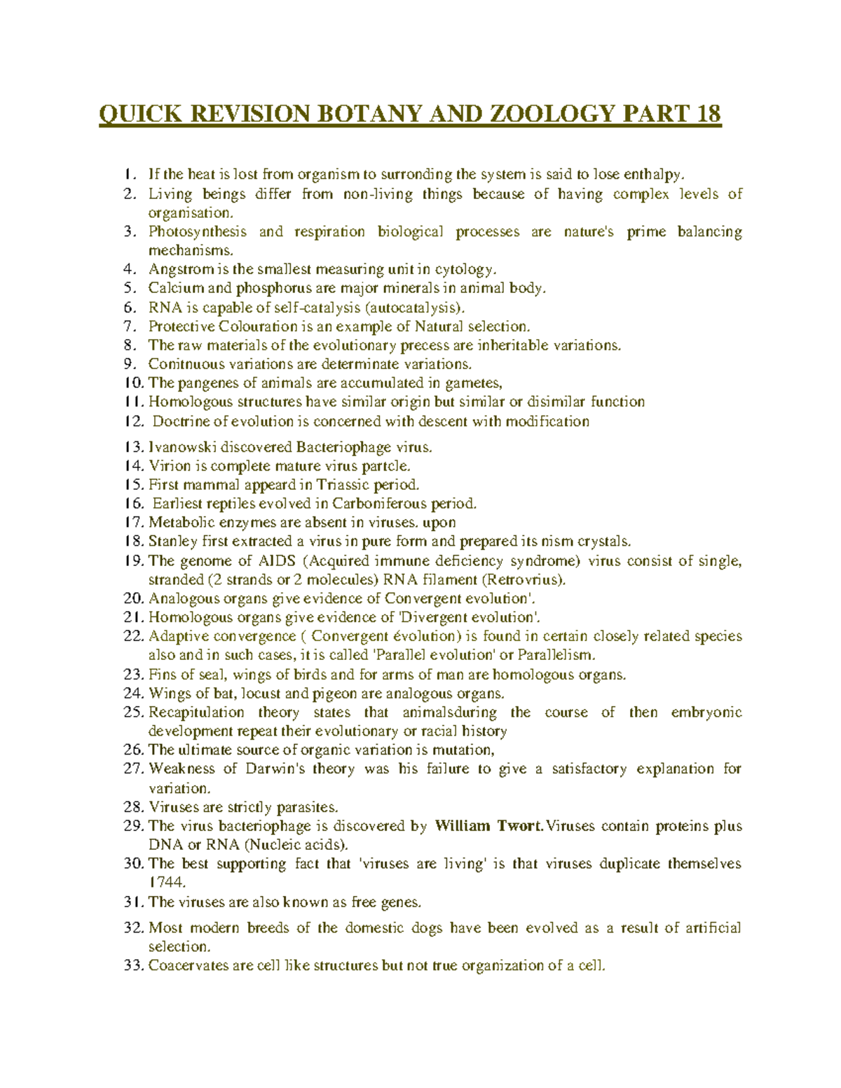 Quick Revision Botany AND Zoology PART 18 - QUICK REVISION BOTANY AND ...