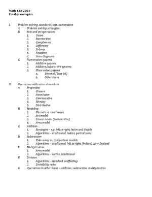 Assignment 1 - N/A - Math 122- Assignment #1 – Chapters 1 & 2 Please do the assignment on a ...