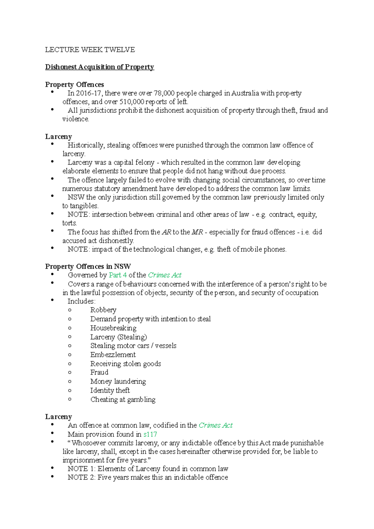 Lecture WEEK Twelve - Dr Brendon Murphy - LECTURE WEEK TWELVE Dishonest ...