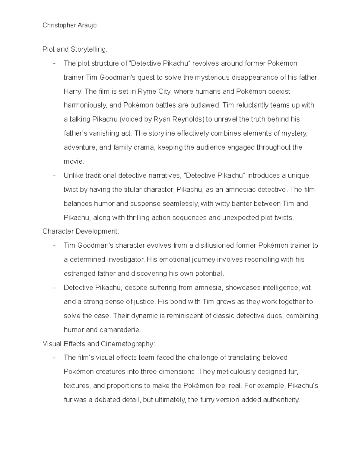 Movie Review Assignment Detective Pikachu - Christopher Araujo Plot and ...