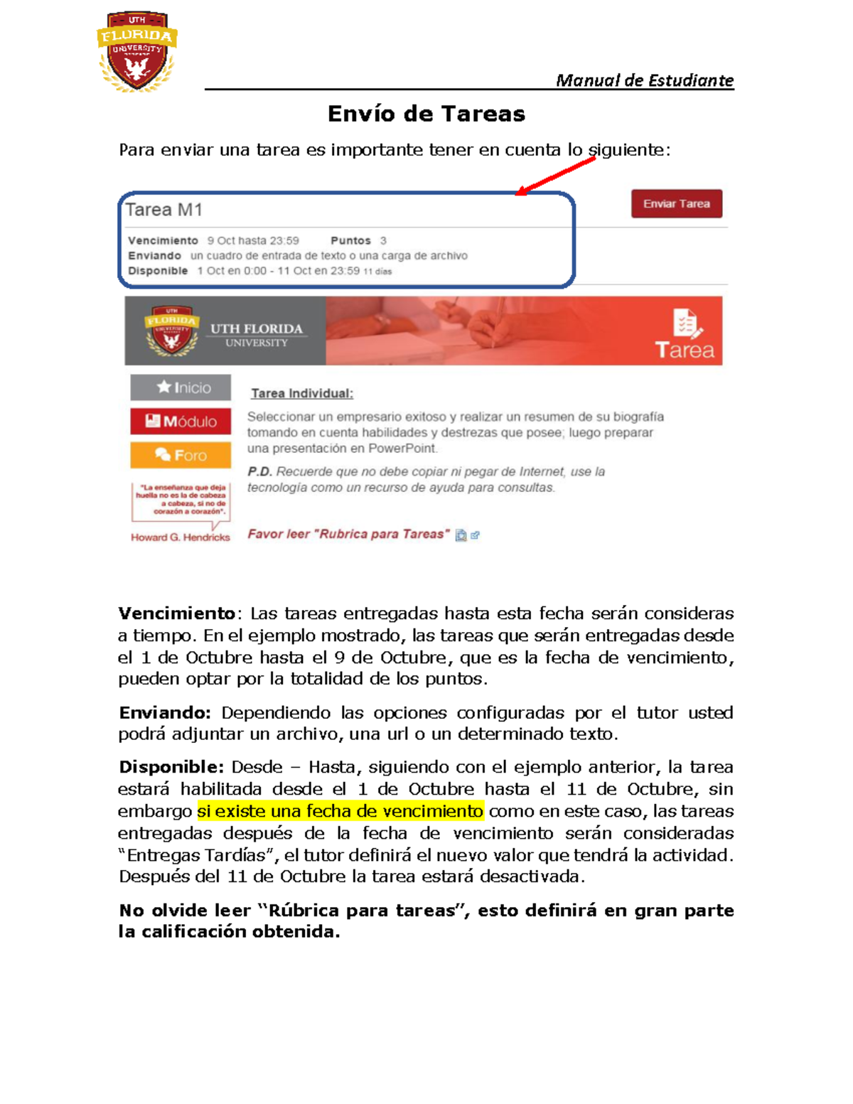 Envío de Tareas - DESCRIPTION - Envío de Tareas Para enviar una tarea es importante tener en ...