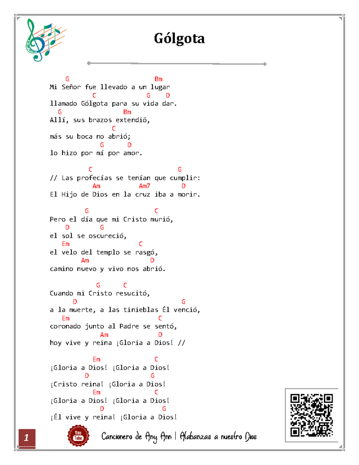 Gólgota acordes - FEWFSD - 1 Cancionero de Any Ann | Alabanzas a ...