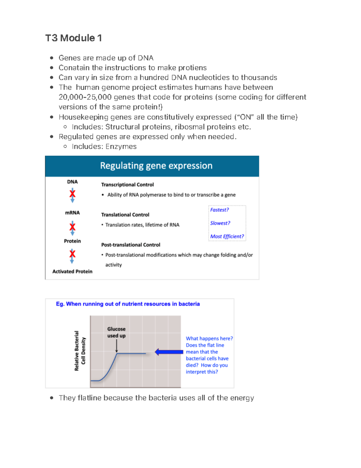 T3 Module 1 - notes - T3 Module 1 Genes are made up of DNA Conatain the ...