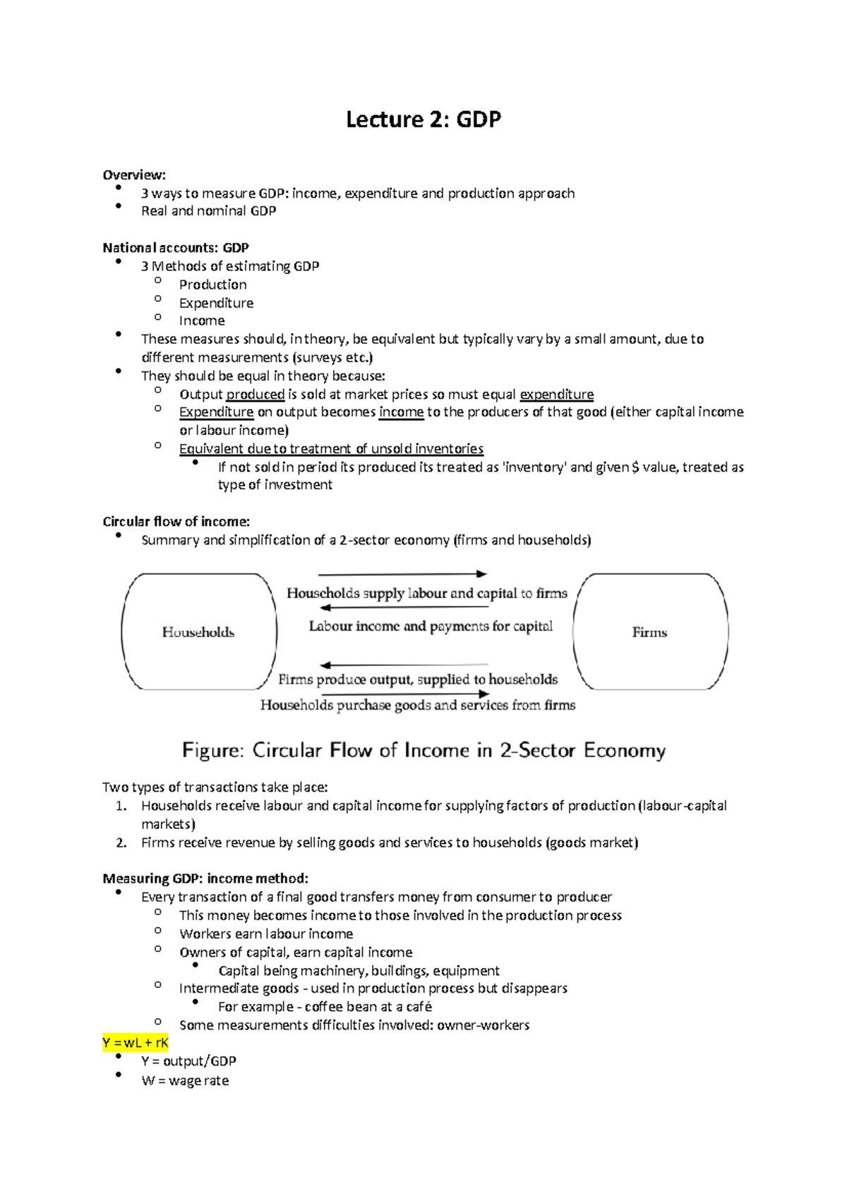 Lecture 2 GDP - Warning: TT: undefined function: 32 Lecture 2: GDP Overview: • 3 ways to measure ...
