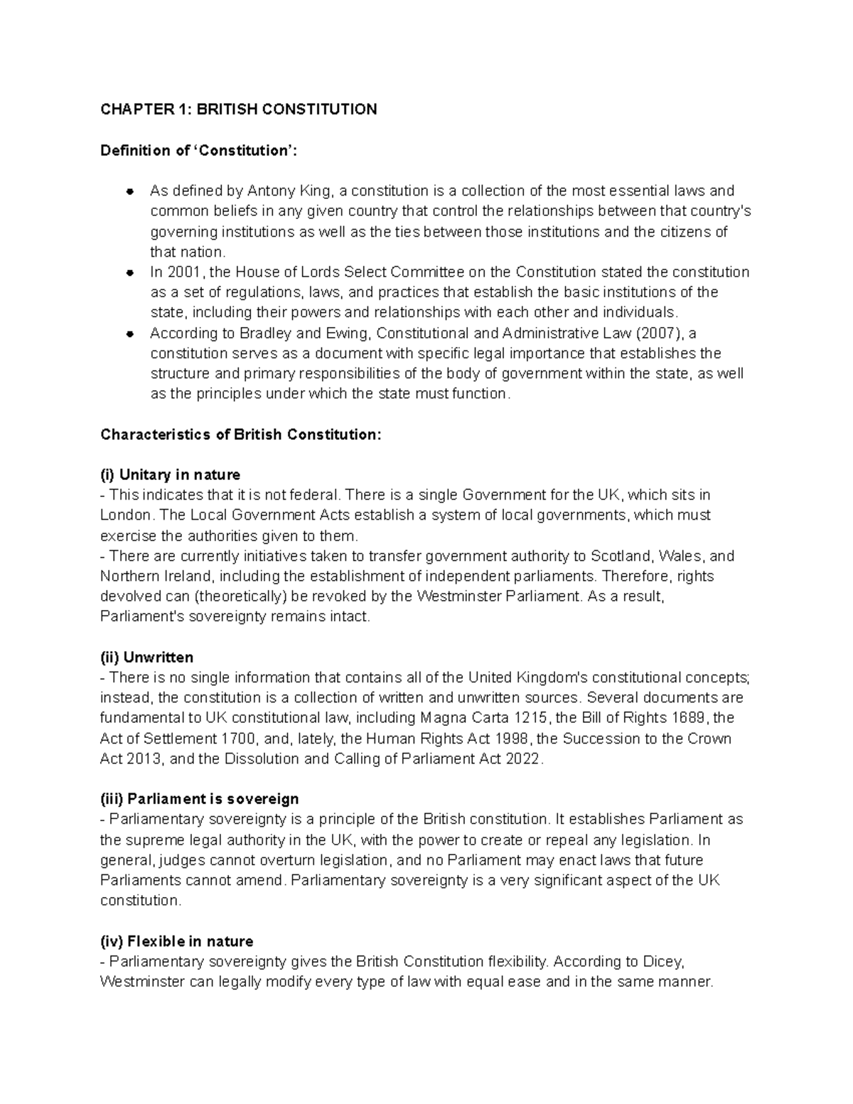 Chapter 1 British Constitution - CHAPTER 1: BRITISH CONSTITUTION ...