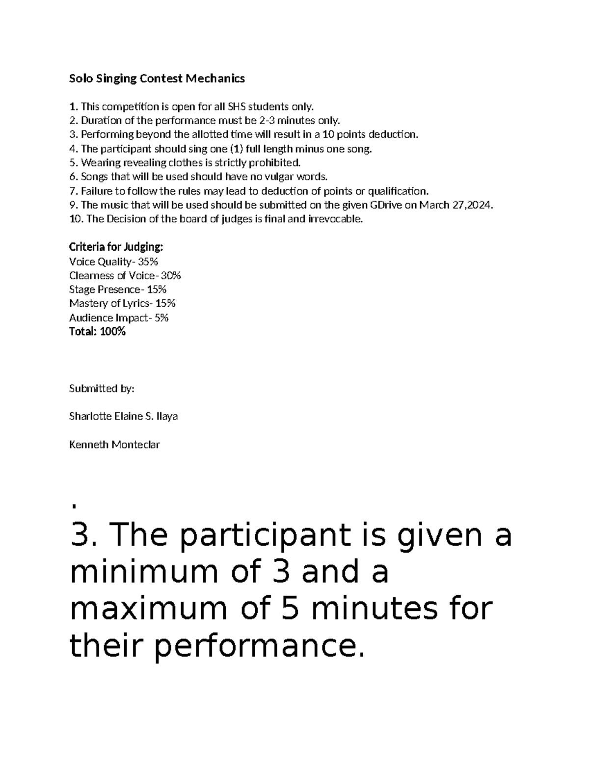 Solo Singing Contest Mechanics - This competition is open for all SHS ...