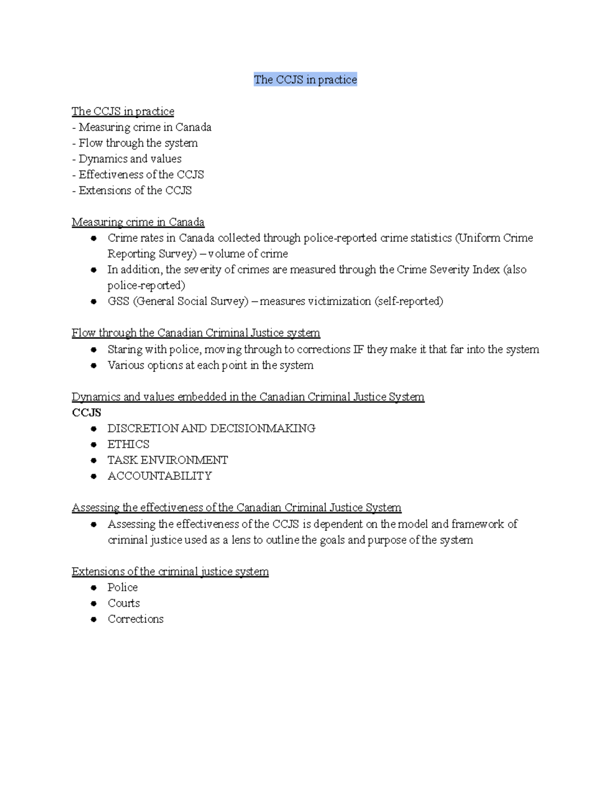 CRM 100 Lecture 1 Part 4 - The CCJS in practice The CCJS in practice ...