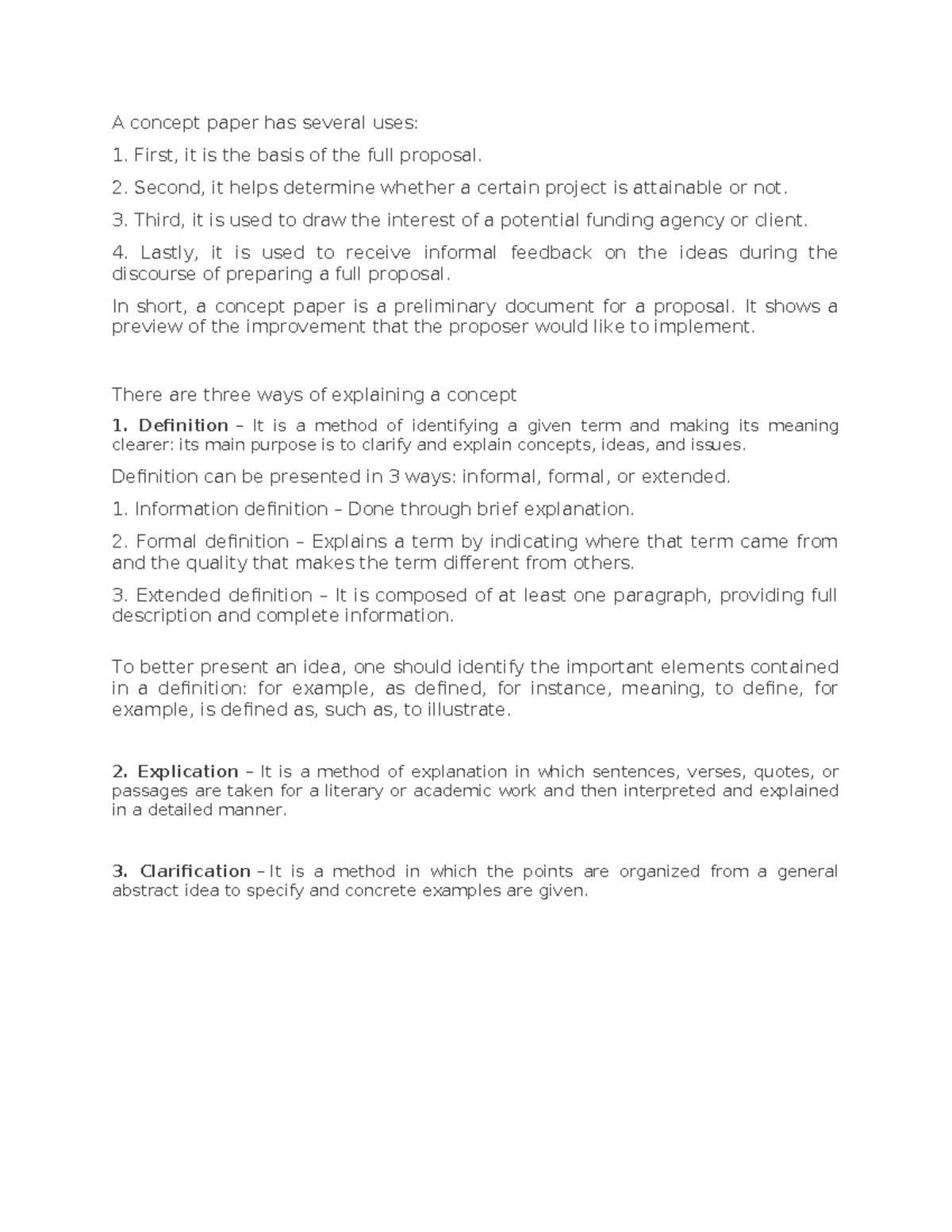 Concept paper 13 - A concept paper has several uses: 1. First, it is ...