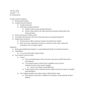 Artificial Intelligence Bullet Pointed Key Concepts 2022/2023 - Markov Assumption Future is ...