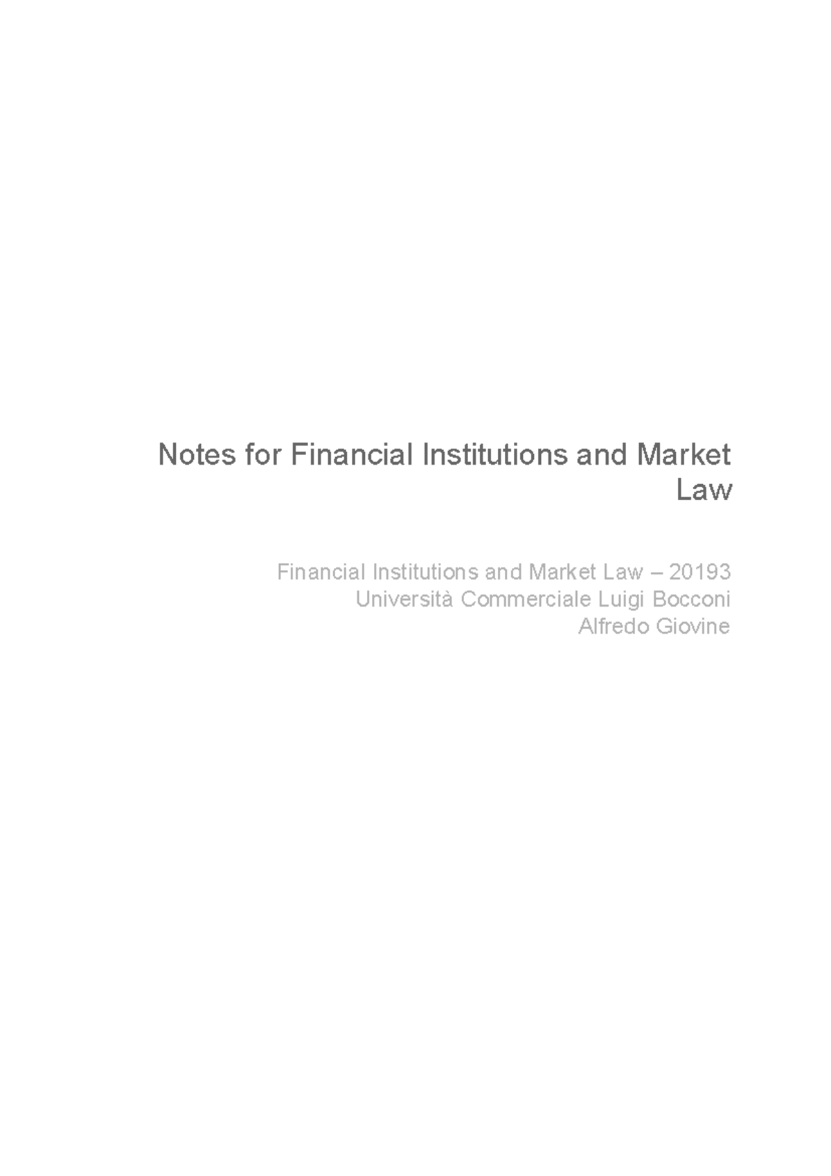 Financial institutions and markets law - Notes for Financial ...