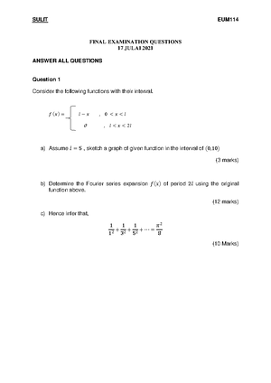 Tutorial 2- Partial Differential Equations solution D12M03Y2020.docx - SK/EUM114/PARTIAL DE/TUT2 ...