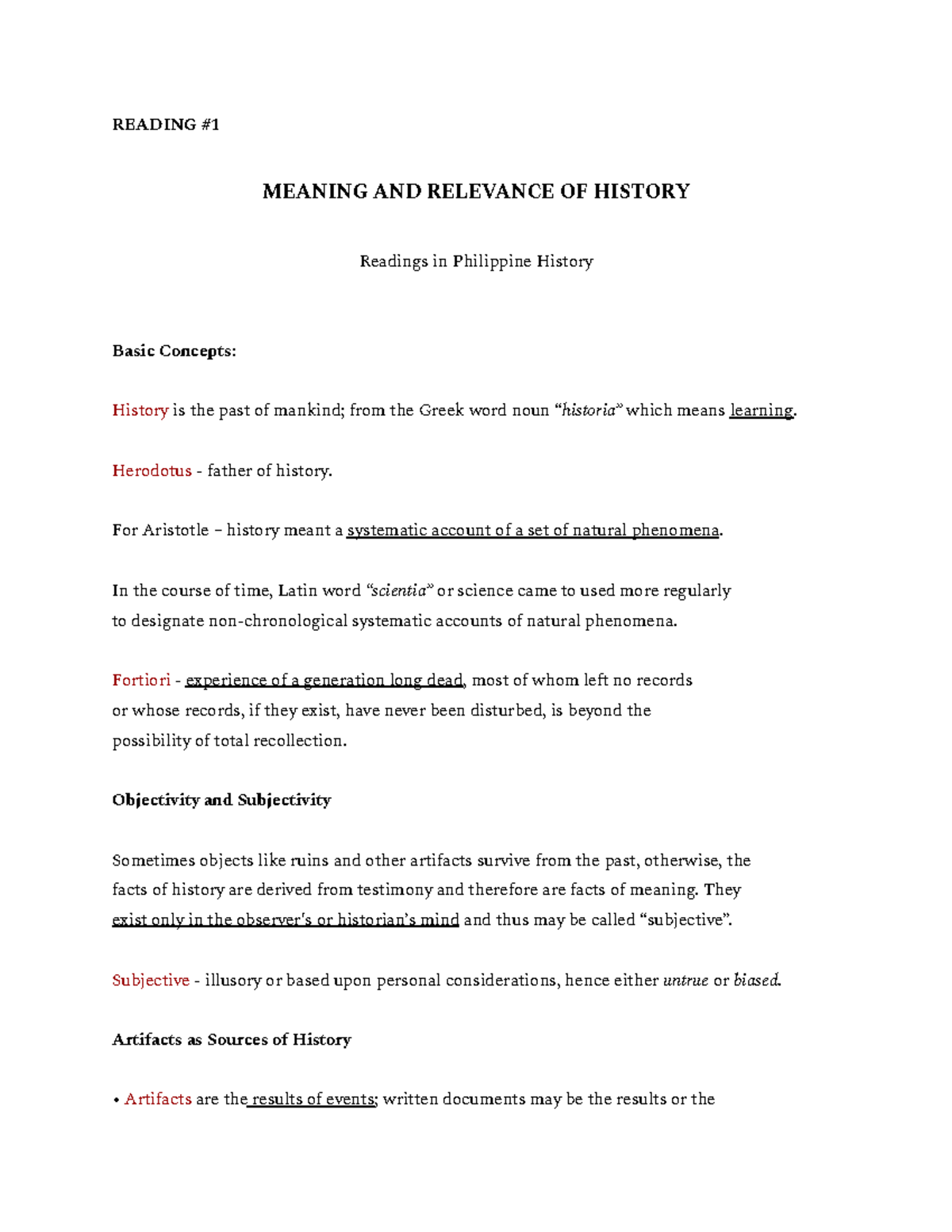 Meaning AND Relevance OF History - READING MEANING AND RELEVANCE OF ...