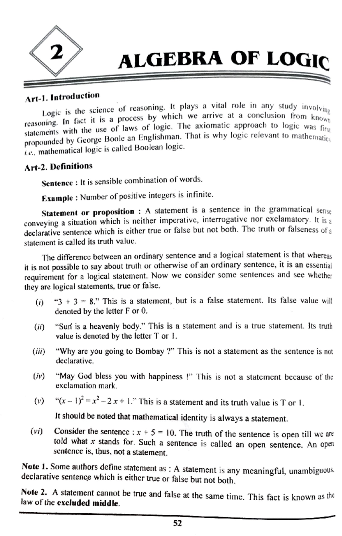 Algebra of logic - HELPFUL - 2 ALGEBRA OF LOGIC Introduction Logic is the science of reasoning ...