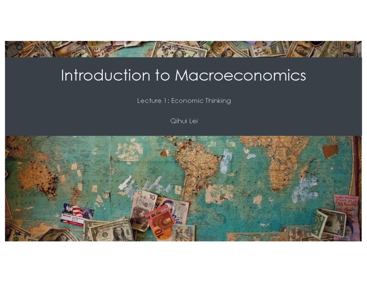Lecture 1 - a brief intro to macro - Introduction to Macroeconomics ...
