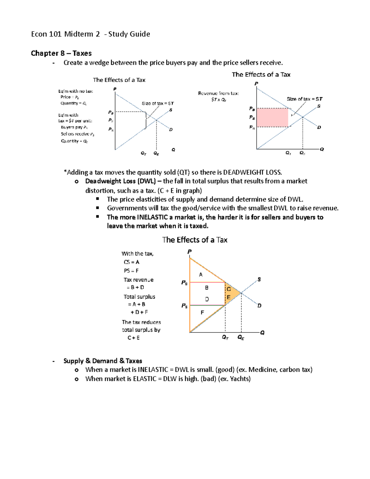Econ 101 Midterm 2 Chapter 8 - Econ 101 Midterm 2 Study Guide Chapter 8 ...