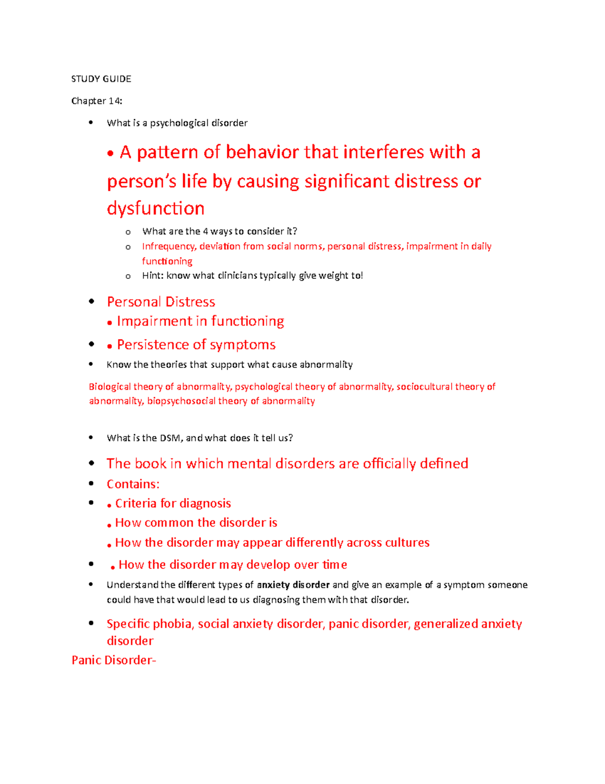 Final exam psych 111 Study Guide - STUDY GUIDE Chapter 14: What is a ...