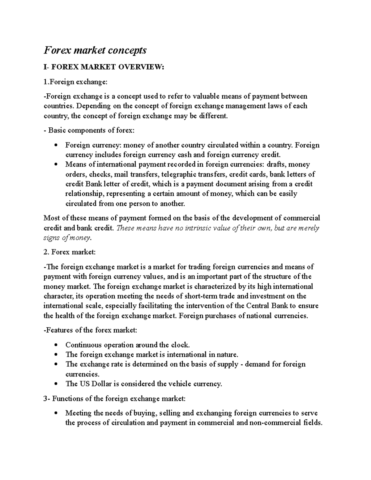 Forex market concepts - Depending on the concept of foreign exchange ...