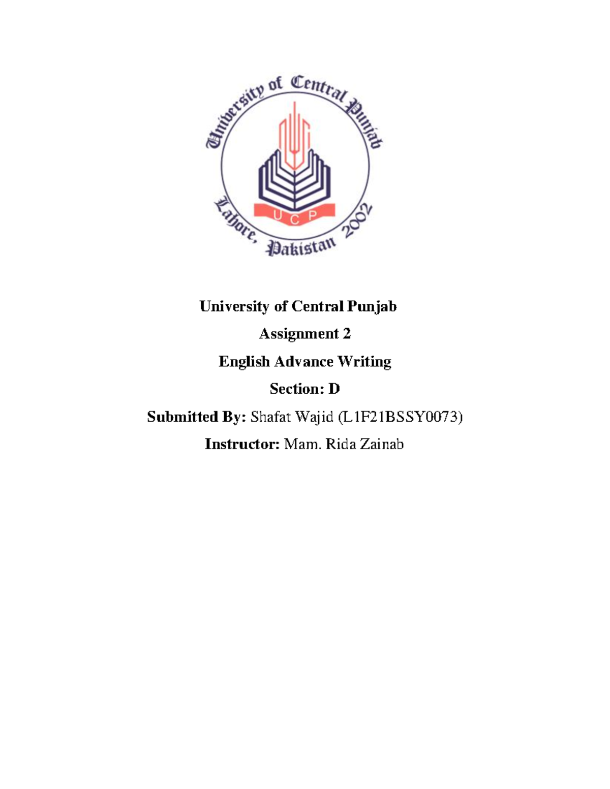 Document 12 - ASSIGNEMTN ENG - University of Central Punjab Assignment ...