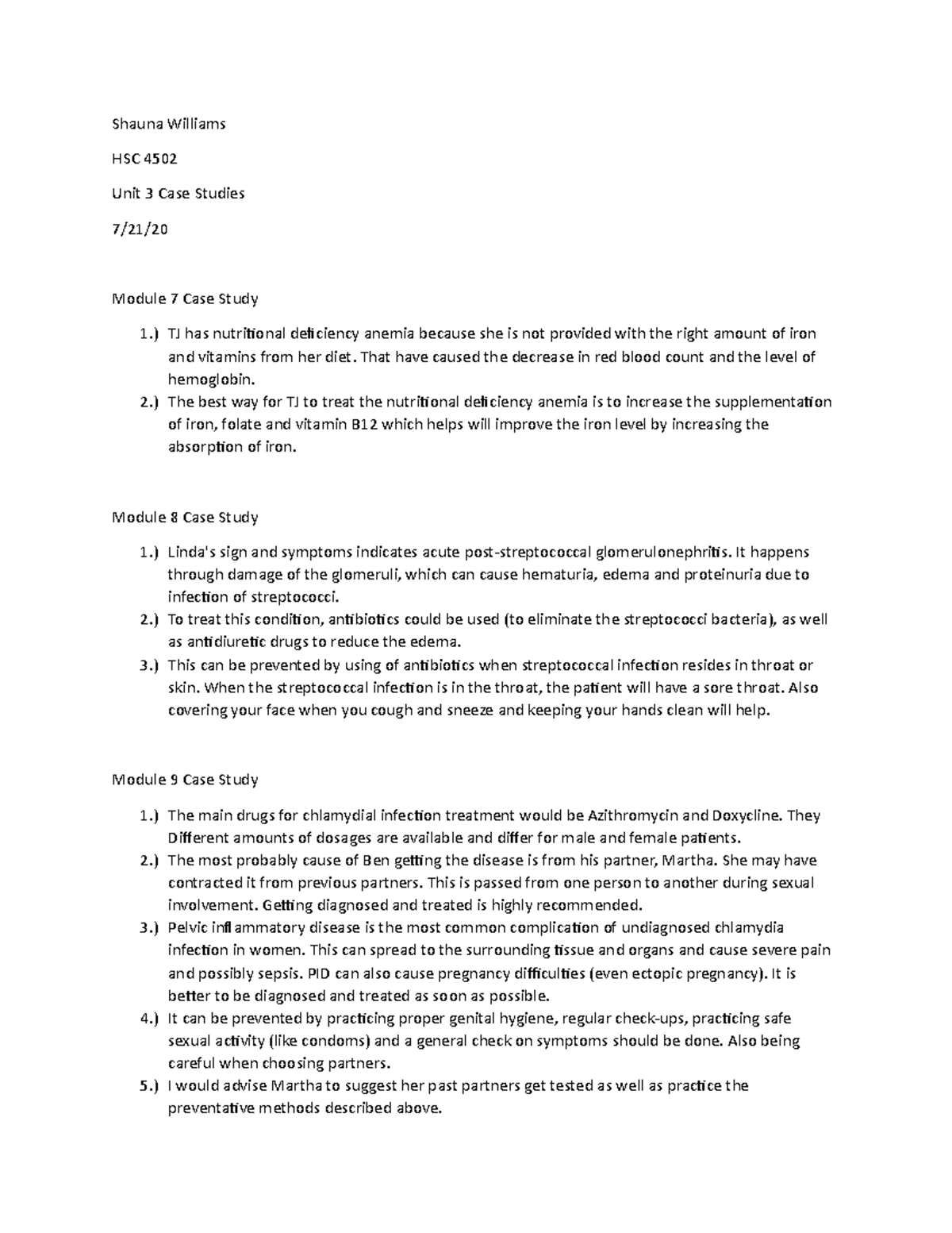 HSC 4502 Unit 3 Case Studies - Shauna Williams HSC 4502 Unit 3 Case ...