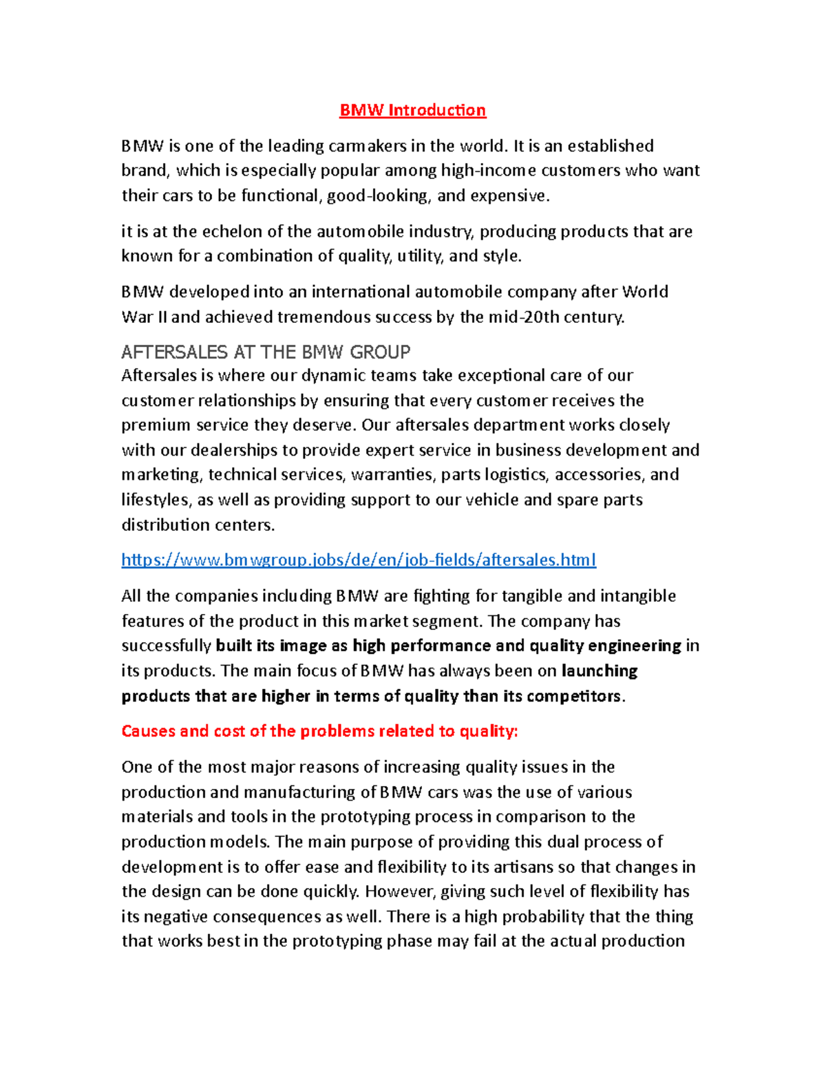 BMW Intro - BMW Introduction BMW is one of the leading carmakers in the ...