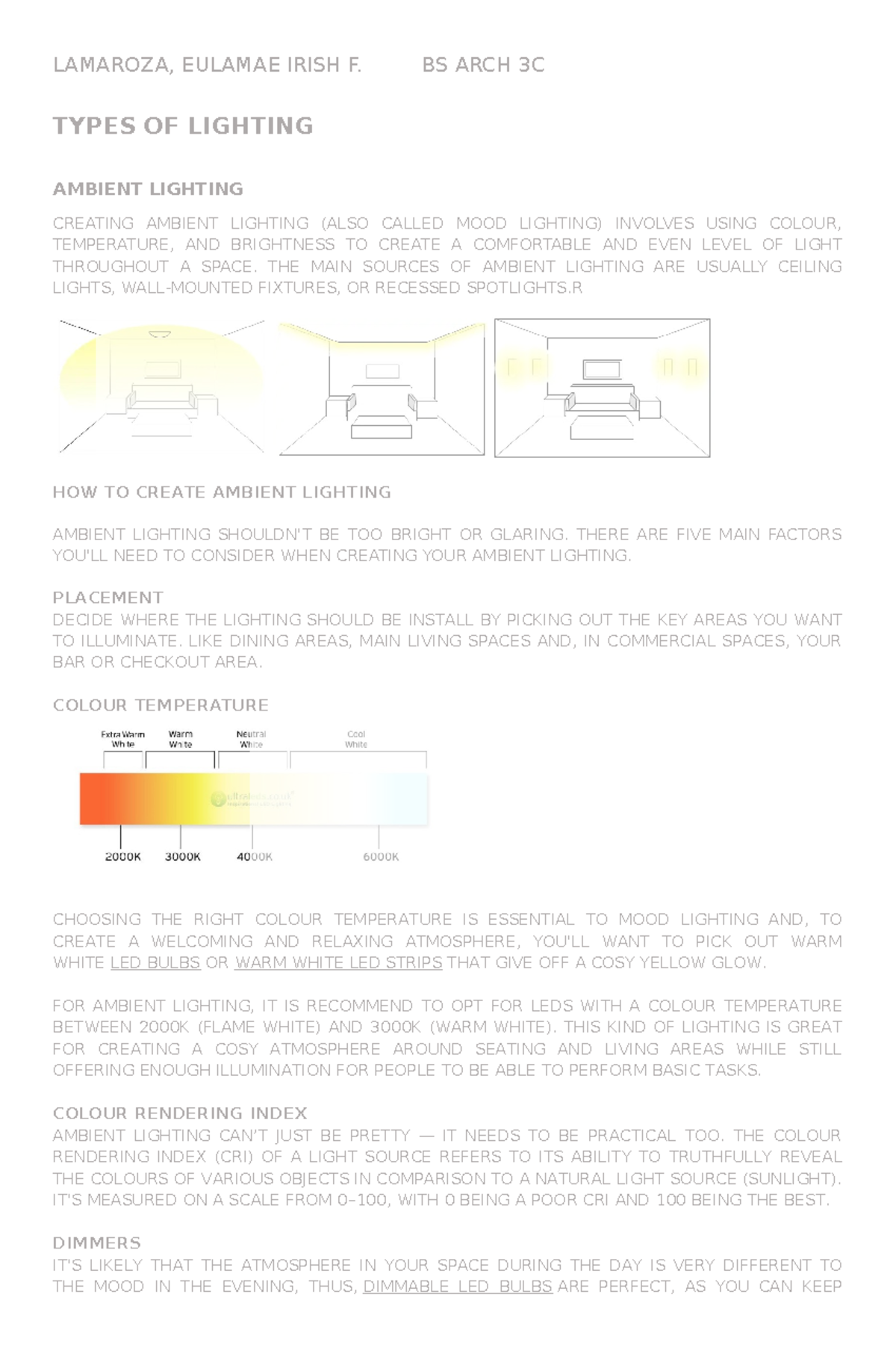 TYPES OF ARCHITECTURAL LIGHTING - LAMAROZA, EULAMAE IRISH F. BS ARCH 3C ...