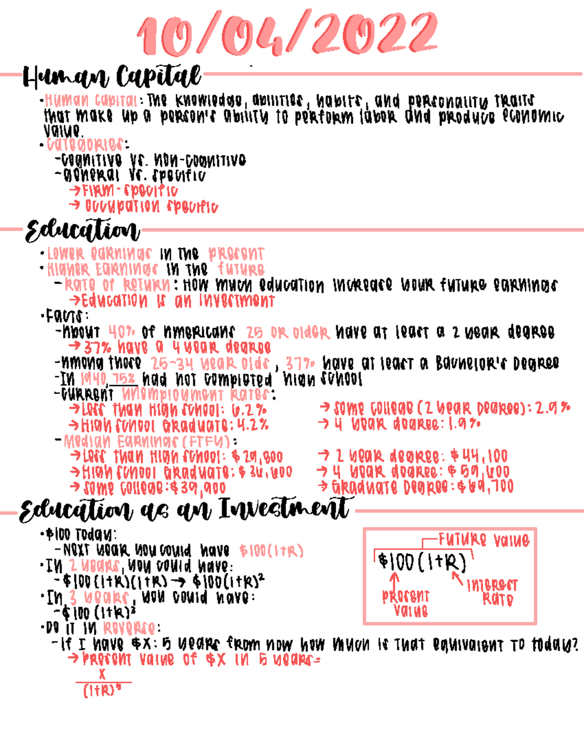 Human Capital - Lecture Notes - 10/04/202210/04/ Human Capital ...