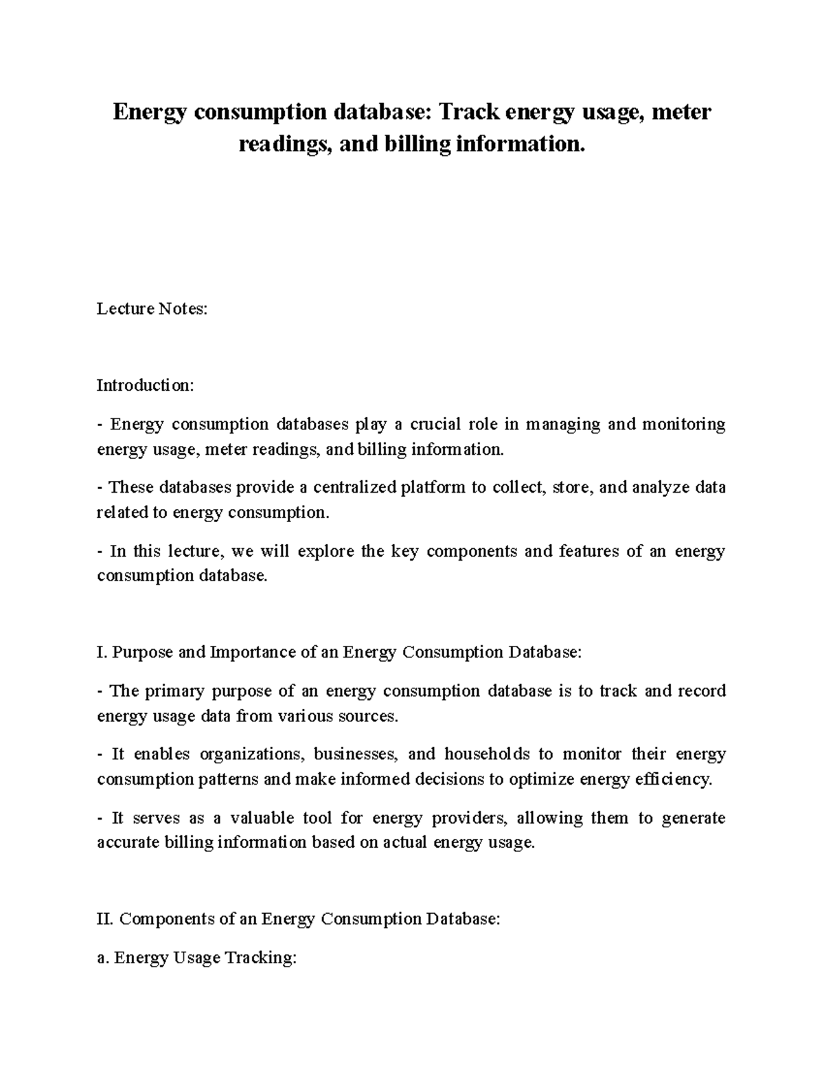 Energy consumption database Track energy usage, meter readings, and ...