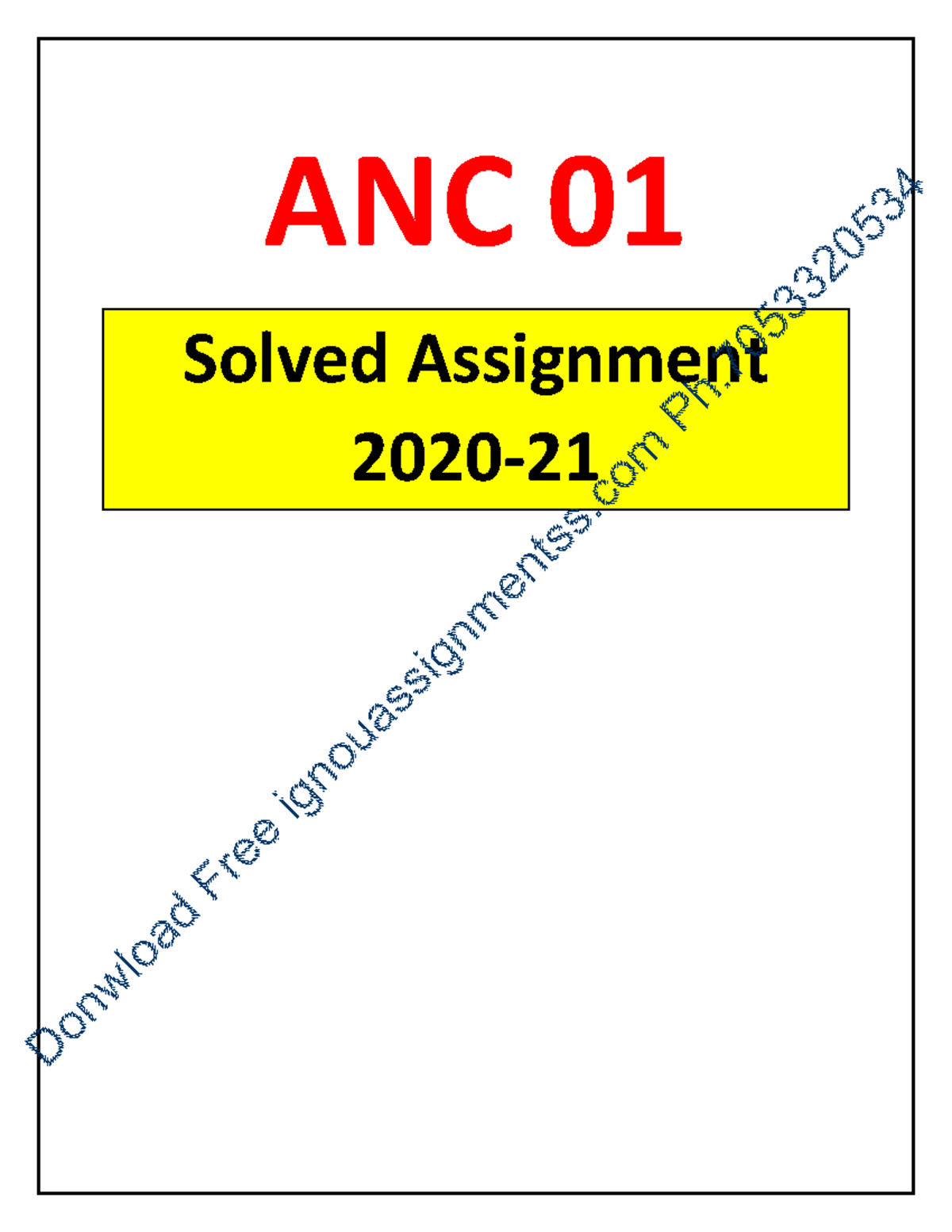 ANC 1 HM 2021 - ANC1 - ANC 01 Solved Assignment 2020- ए ! =}ण1?m/ ्䵚 ?1 ...