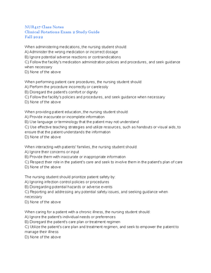 NUR417 Clinical Rotations Exam 1 - NUR417 Class Notes Clinical ...