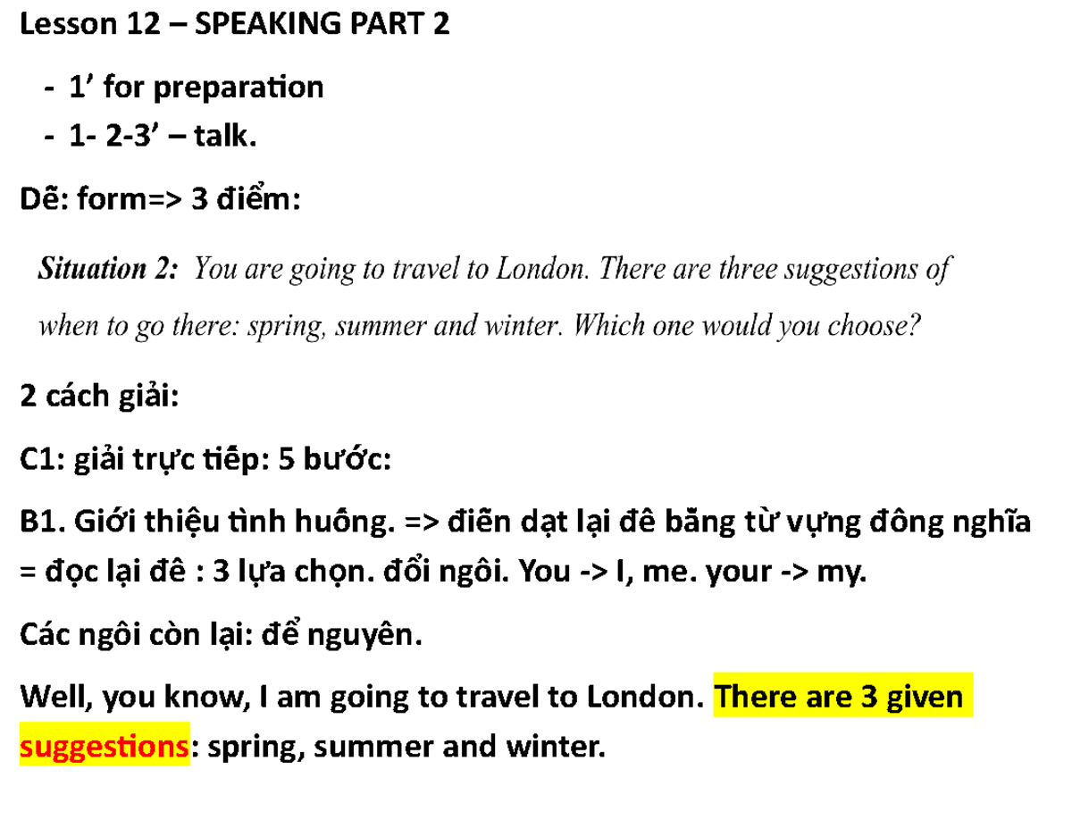 Lesson-12 - dưefefcdecđc - Lesson 12 – SPEAKING PART 2 - 1’ for ...