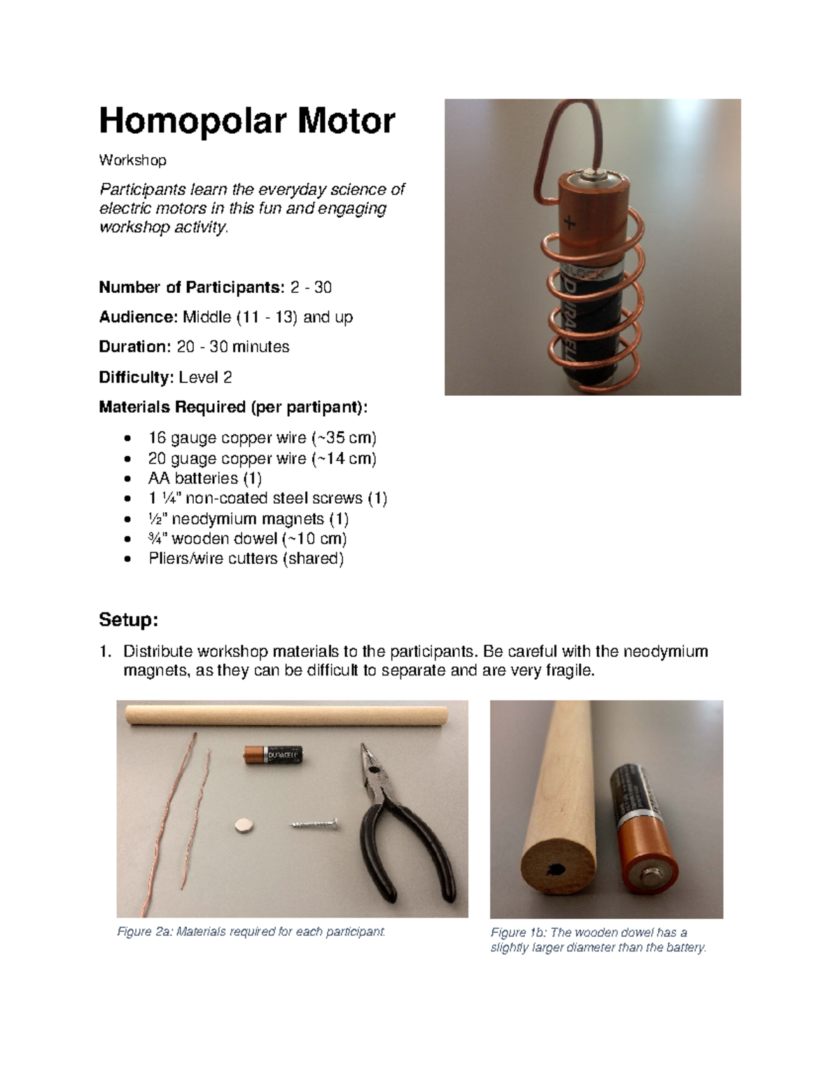 Sps demo em homopolar motor - Workshop Participants learn the everyday ...