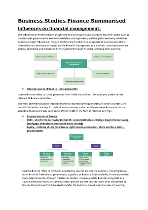 Role of financial management - Business Studies Finance Summarised Role ...