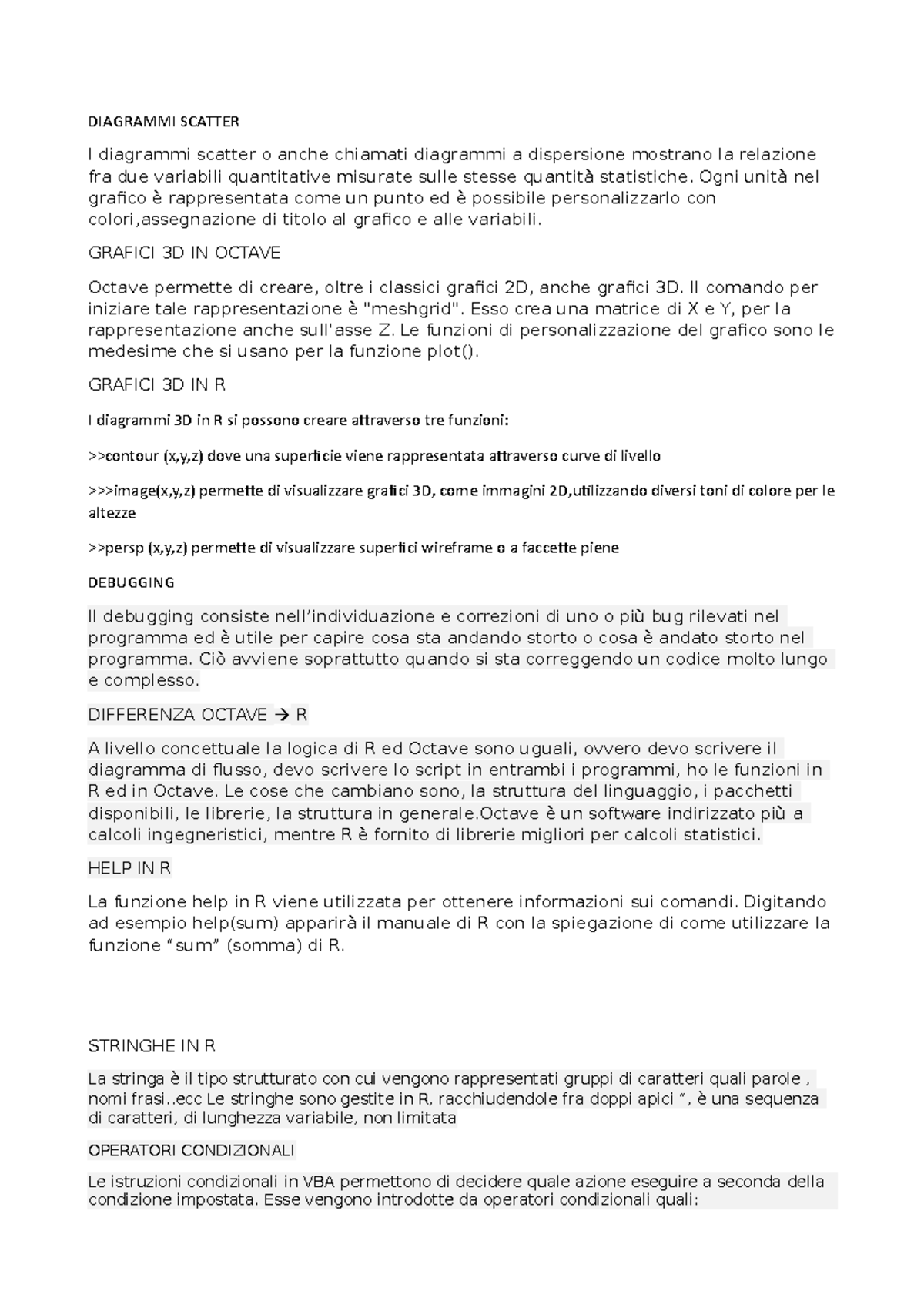 Nozioni esame informatica - DIAGRAMMI SCATTER I diagrammi scatter o ...