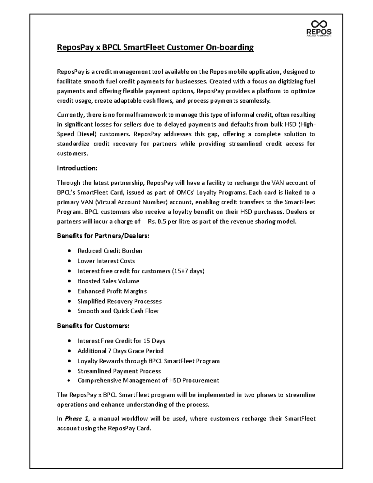 Repos Pay SOP 1 - ....mshajnsna.s.haukwbwjan - ReposPay x BPCL ...