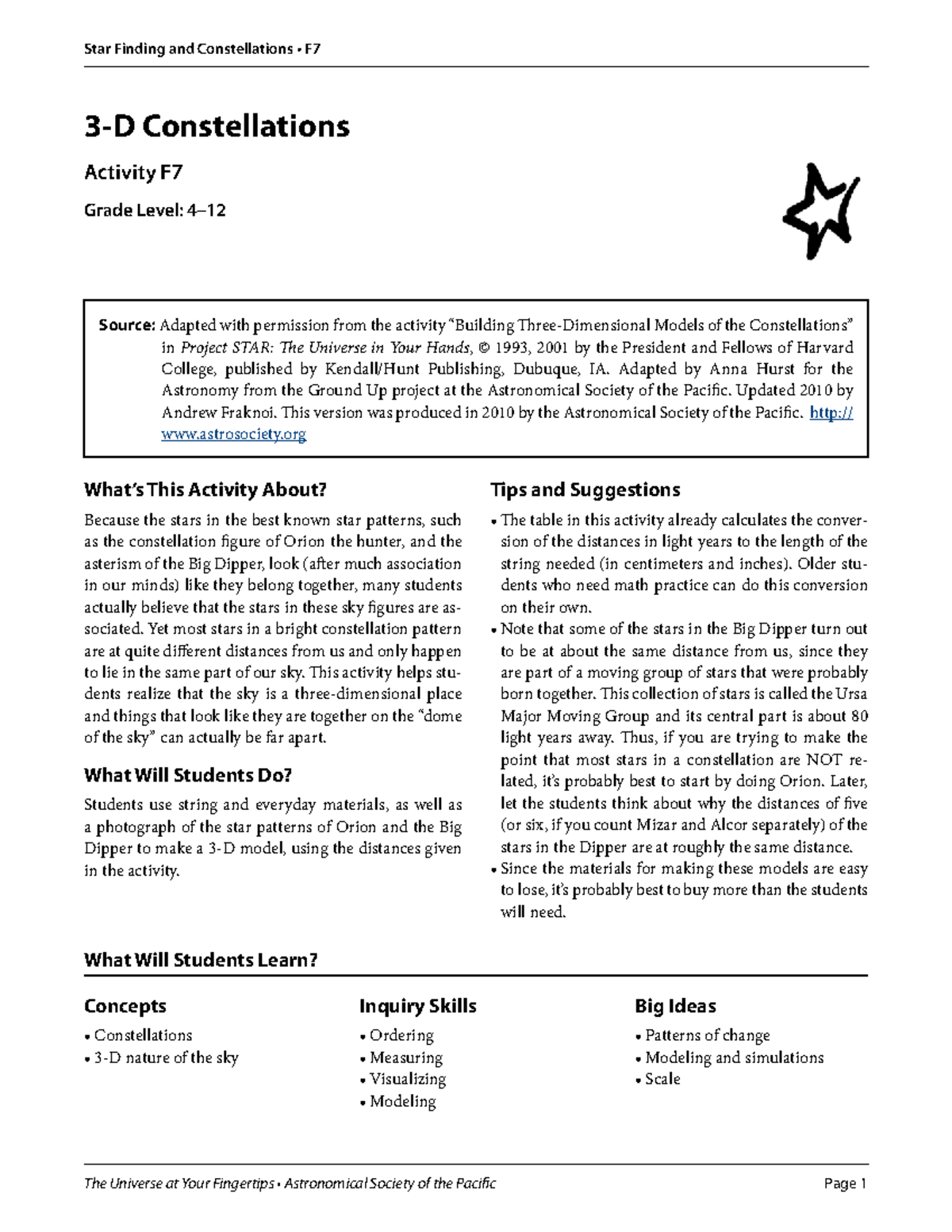 3D Constellations k-12 F7 - Star Finding and Constellations • F What’s ...