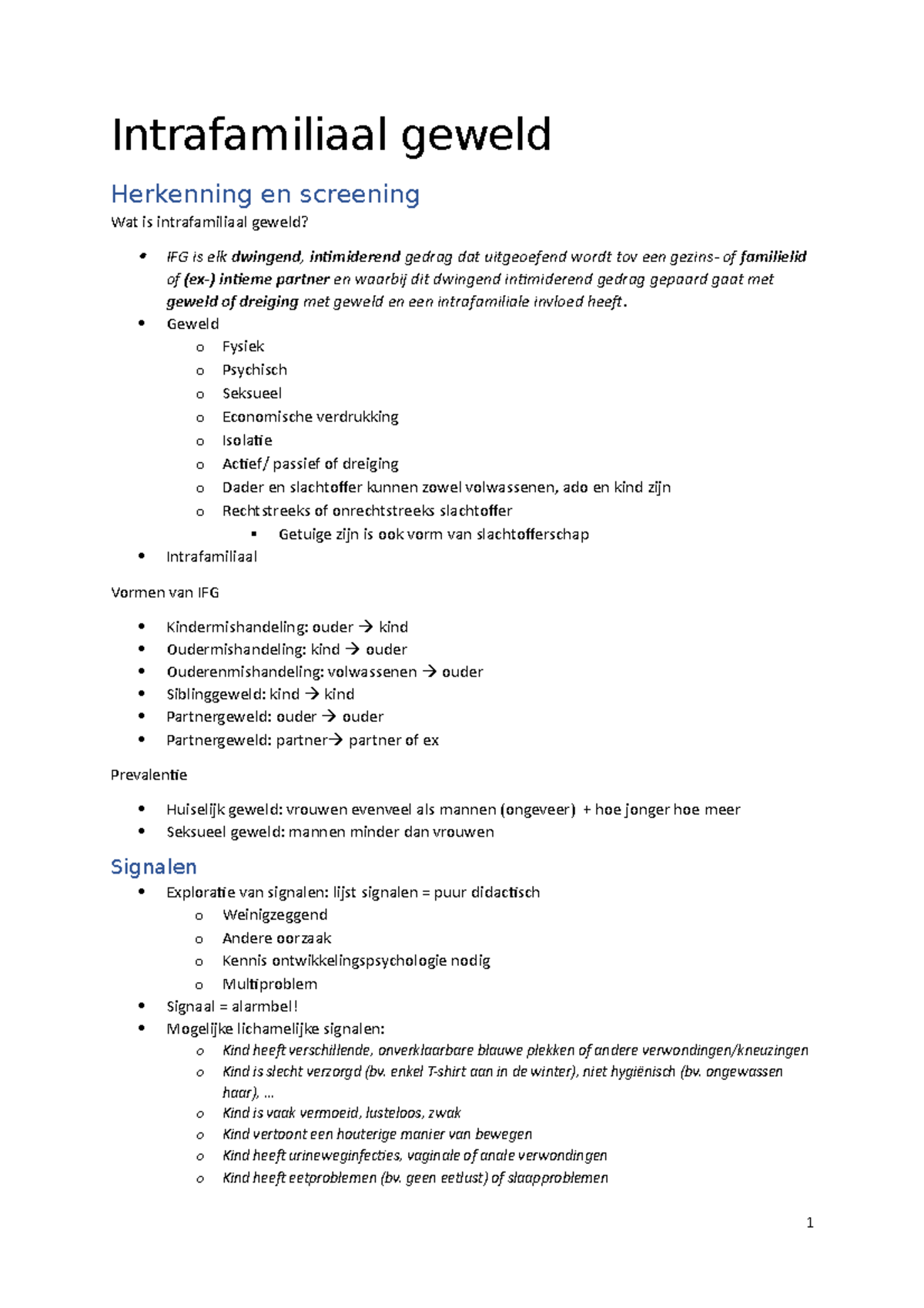 Intrafamiliaal geweld - Intrafamiliaal geweld Herkenning en screening ...