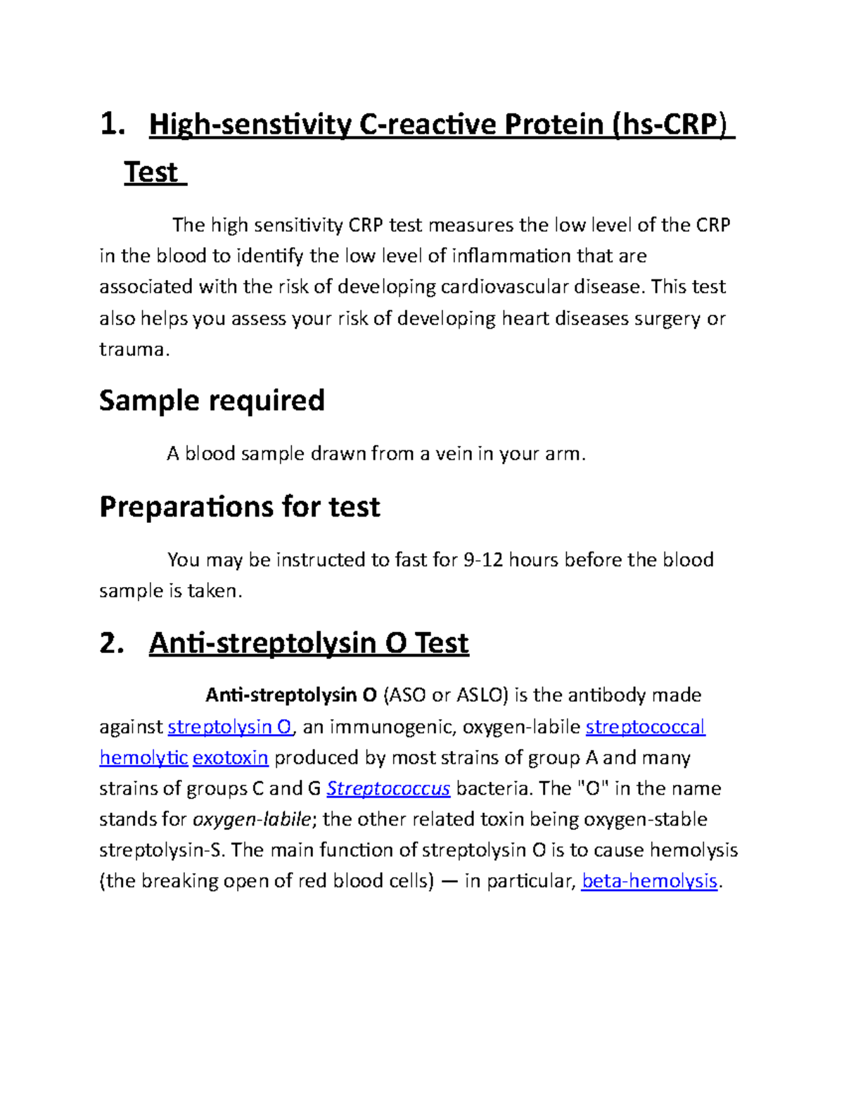 Clinical assighment - 1. High-senstivity C-reactive Protein (hs-CRP ...